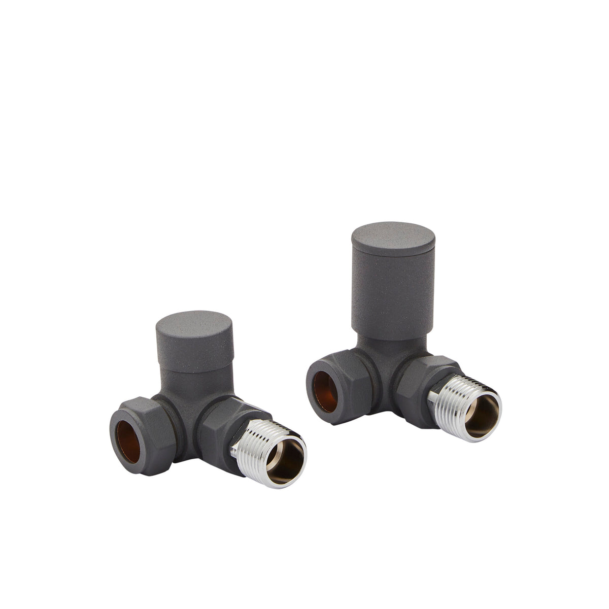 KV Graphite Straight Radiator Valves - Grey — Bathroom Nation