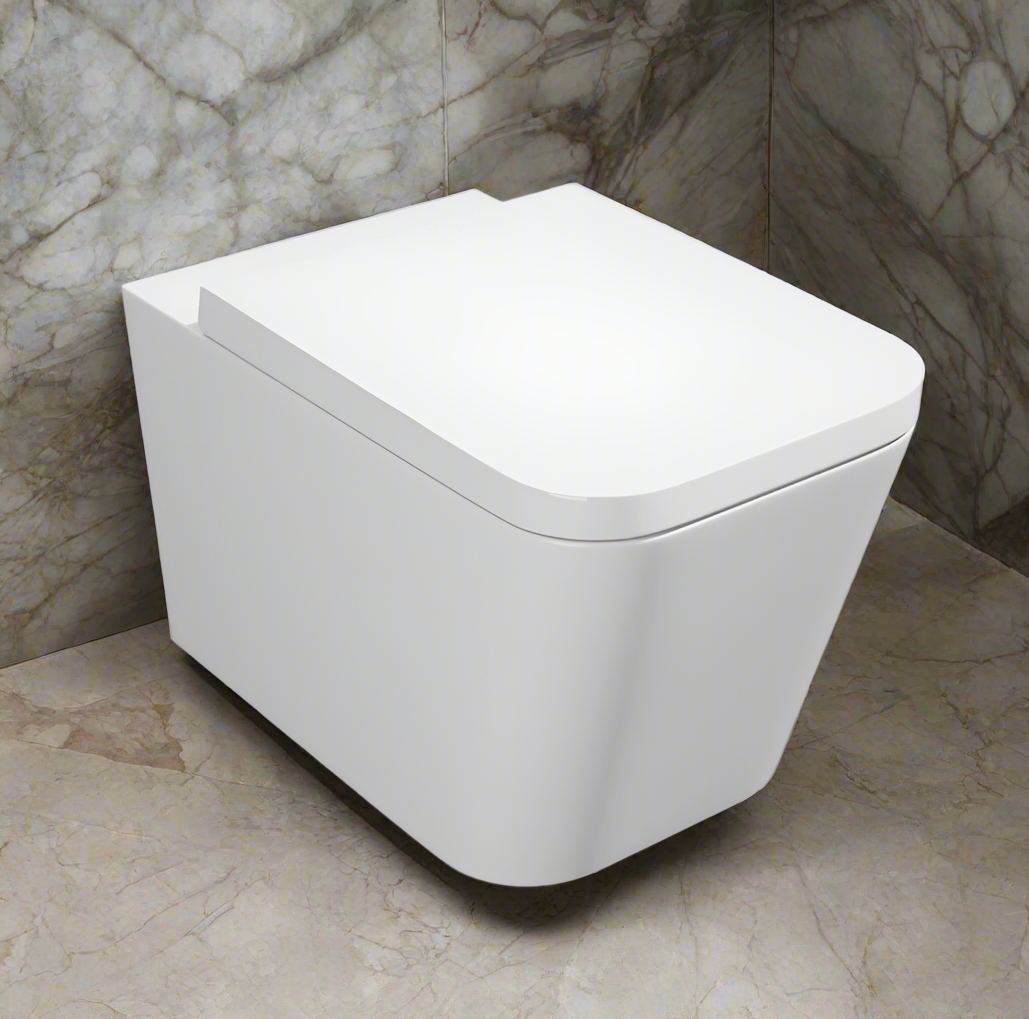 KV Genoa Square Wall Hung WC Pan with Soft Close Seat — Bathroom Nation