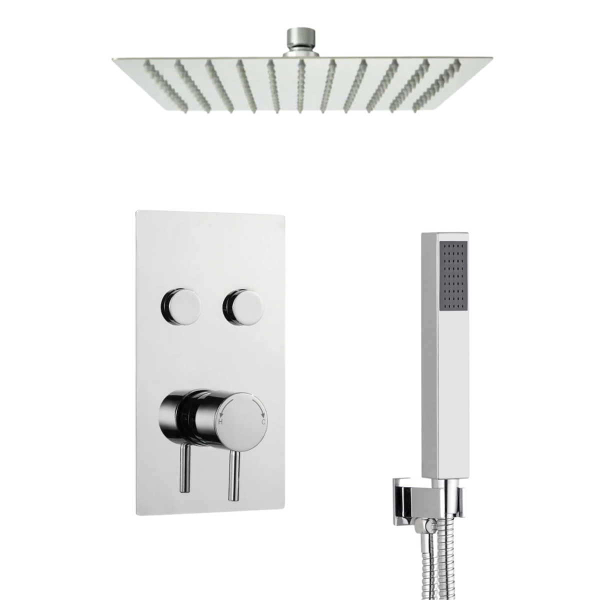 KV Plan Twin Thermostatic Concealed Shower with Overhead Drencher and ...