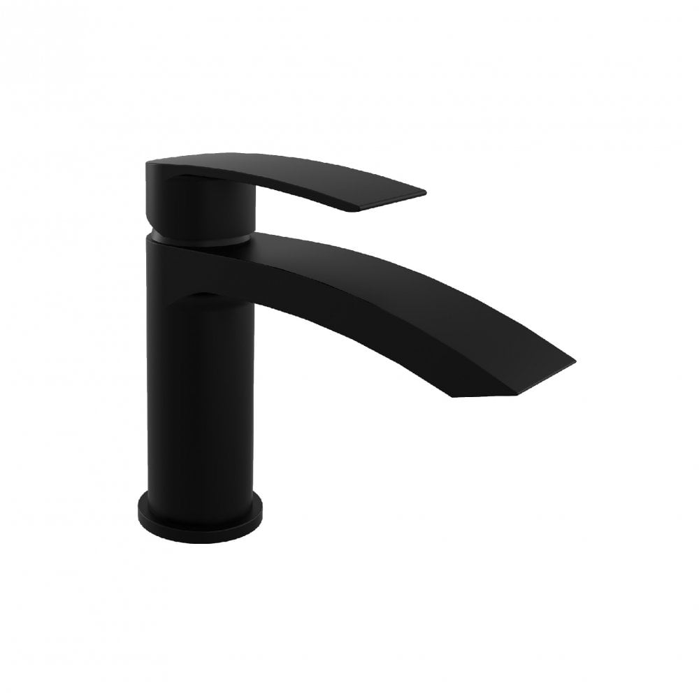 KV Nero Curve Mini Mono Basin Mixer with Click Waste - Matt Black ...