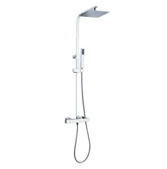 KVIT Pure Square Thermostatic Twin Shower - Chrome — Bathroom Nation