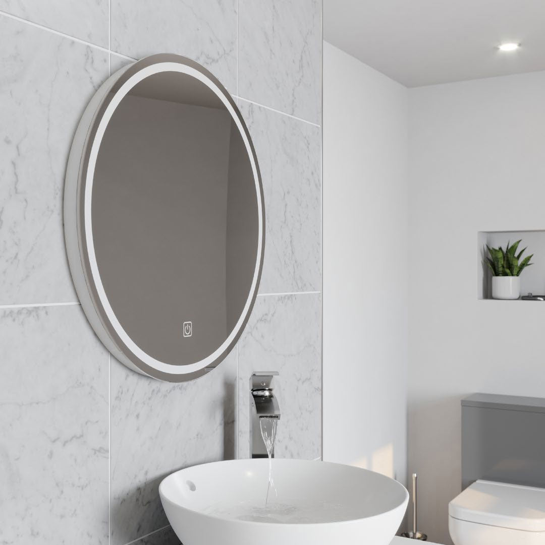 Kartell KVIT Vista 600mm Circular LED Mirror with Touch Switch & Demis ...