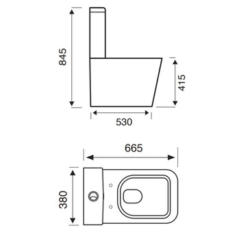 KV Genoa Square Close Coupled Back to Wall Toilet with Soft Close Seat ...