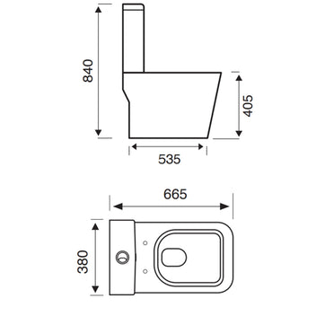 KV Genoa Square Close Coupled Rimless Toilet with Soft Close Seat ...