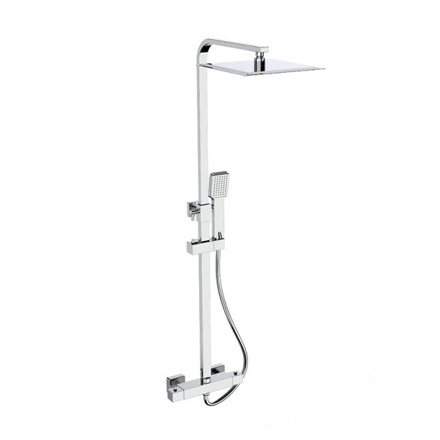 KVIT Pure Square Thermostatic Twin Shower - Chrome — Bathroom Nation