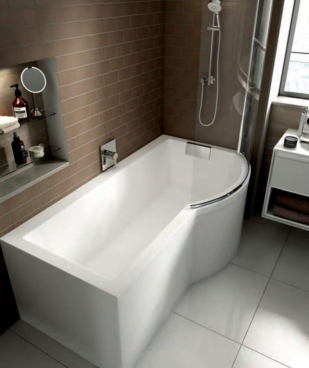 Carron Celsius 1700mm P-Shape Shower Bath - Left Hand — Bathroom Nation
